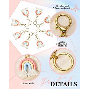 Huquary 72 Pcs Boho Keychain Set 36 Pcs Macrame Rainbow Keychains Weaving Rainbow Tassel Keychains 36 Thank You Tag for Birthday Wedding Party Favors Baby Bridal Shower Bohemian Party Supplies