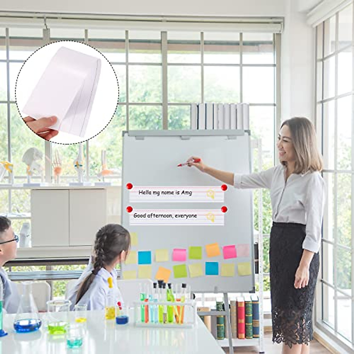 Dry Erase Sentence Strips for Teacher Ruled Sentence Strips Word Writing Strips 16 x 3 Inches White Sentence Strips for Kids Toddlers Students Classroom Supplies (100 Sheet)