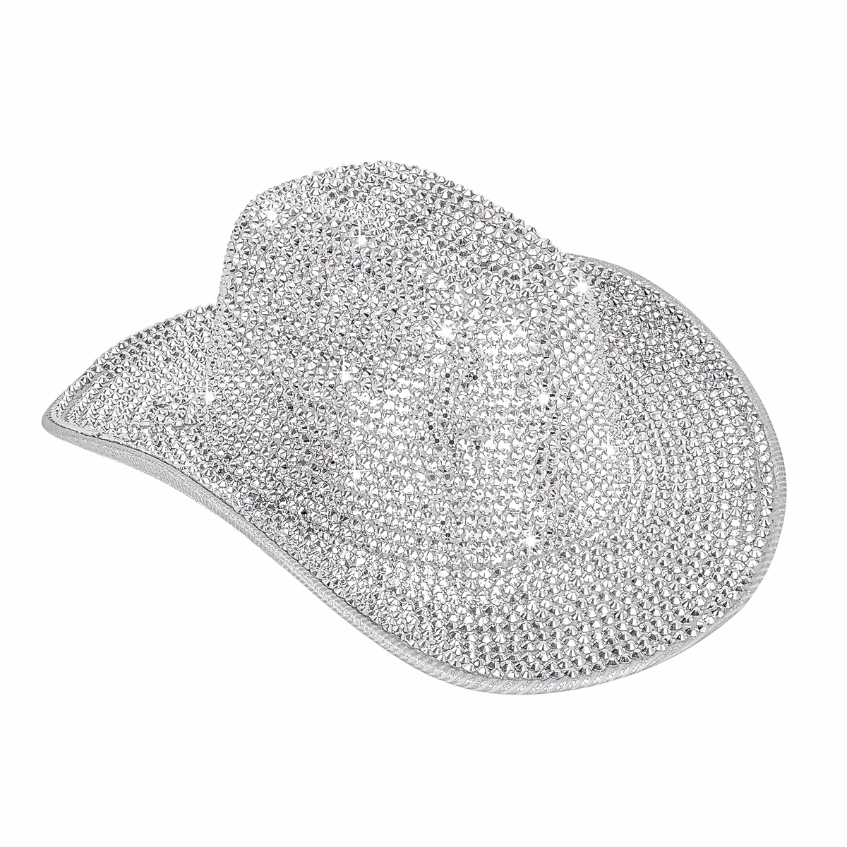 INOGIH Women Fringe-Rhinestone Western-Cowgirl-Hat Tassel-Decor Cowboy-Fedora-Hat for Party Music Festival Silver