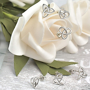 Sterling Silver Earrings for Women | Heart Celtic Love Knot Cross Triangle Vintage Stud hypoallergenic Earrings for Women Girls Jewelry Birthday Gifts