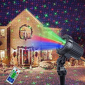 MHAZDZE Outdoor Christmas Laser Light，Red and Green Cross Star and Blue Christmas Laser Lights for Christmas and Holidays and Festive Decorations and Garden Decoration