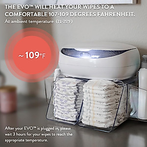Prince Lionheart EVO Wipes Warmer - Baby Wipe Warmer Dispenser with Glow Nightlight - Baby Essentials, Patented Everfresh System of Bottom Heating, Modern Design, Large Baby Wipe Warmer Capacity