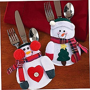KUYYFDS Tableware Holders Set Snowman Silverware Bags Forks Covers Christmas Party Table Decoration 8 Pcs Spork