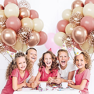 Funhot Retro Blush Pink Balloons Set, 60PCS Dusty Pink Birthday Balloons, 12Inch Chrome Rose Gold Balloons Beige Nude Latex Balloon for Girls Birthday Bridal Baby Shower Wedding Boho Party Decoration
