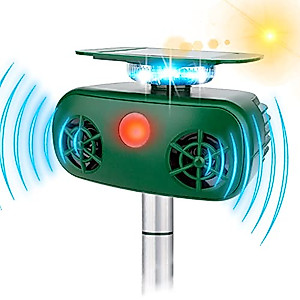 Defendy Ultrasonic Animal Repeller, Solar Repeller Cat Repellent Outdoor Powered Bird Waterproof Dog Deterrent Squirrel Deer Raccoon & More for Yard Garden Farm