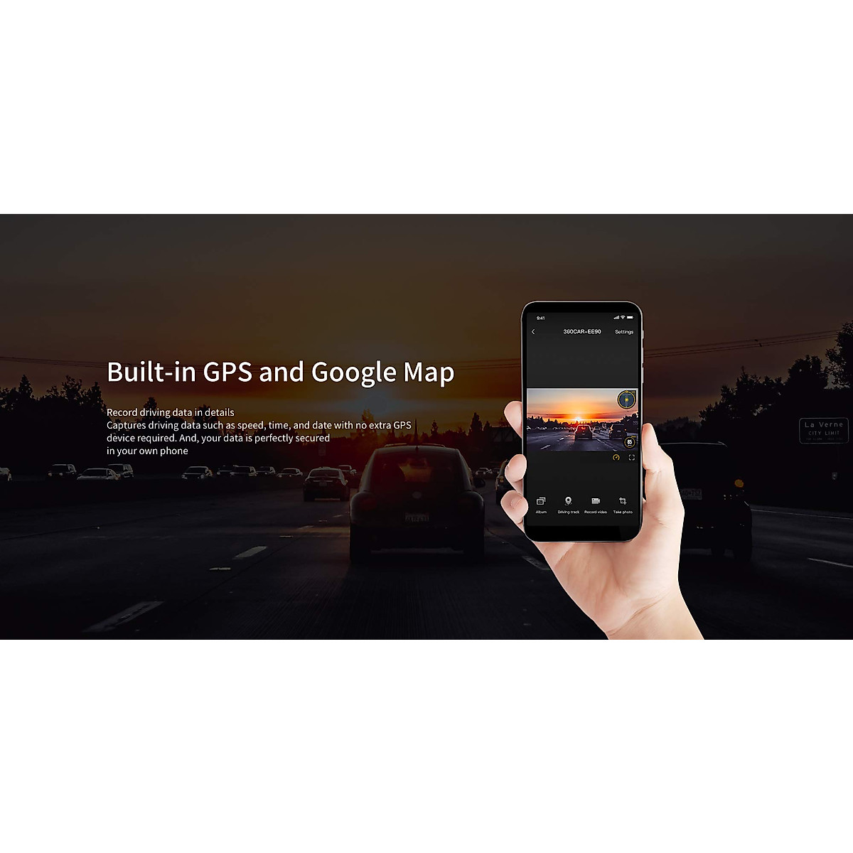 360 Dash Cam, 1296P FHD Car DashCam, 160° Wide Angle Car Camera, Color Night Vision, Built in WiFi GPS, Support Google Map, 24hr Motion Detection Parking Mode, Loop Recording(SD Card Not Included)