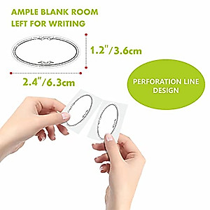 500 Removable Freezer Pantry Oval Canning Labels, Black Polka Borders, Water Oil Resistant with Perforation Line for Food Containers Jars Kitchen Restaurant Storage Organization