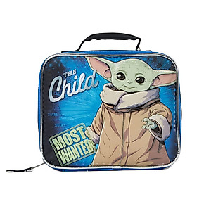 Disney Baby Yoda Mandalorian Star Wars Lunch Box - Kids Soft Insulated Lunch Bag for Girls and Boys, Blue