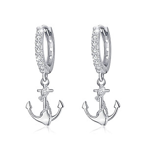 Anchor Earrings for Women Sterling Silver Anchor Studs Earrings Nautical Stud Earrings Small Minimalist Hypoallergenic Earrings for Women Birthday Christmas Gift