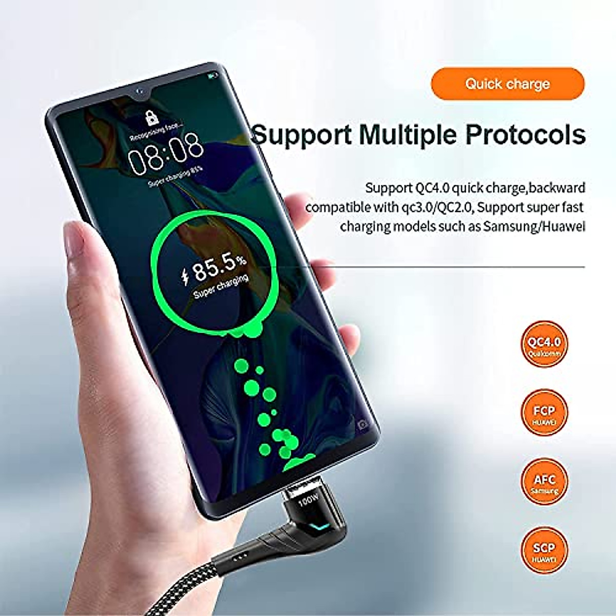 100W USB C to USB C Magnetic Charging Cable (2 Pack, 5ft) Magnetic Phone Charger 5A PD Fast Charge Cord for MacBook 2018-2021, iPad Pro, Galaxy S21, More USB-C Device