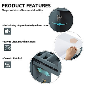 30'' Bathroom Vanity with Top Sink, Modern Bathroom Storage Cabinet with 2 Drawers and a Tip-out Drawer, Single Sink Bathroom Vanity, Bathroom Storage Cabinet Vanities for Bathroom Navy Blue 30inch