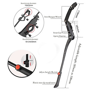 BlueSunshine Rear Mount Bicycle Kickstand Adjustable Aluminum Alloy Bike Stand fits 24"-28"