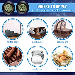 Mini Hygrometer Thermometer Electronic Digital Humidity Meter Gauge Monitor LCD Display Indoor Temperature Sensor with Fahrenheit Celsius for Jars Greenhouse Garden Fridge (12 Pieces)
