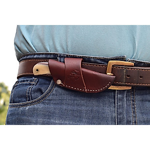 Knives Ranch Fixed Blade EDC Skinning Knife – Cattle Bone Handle – Heavy-duty Horizontal Carry Sheath (2006-B)