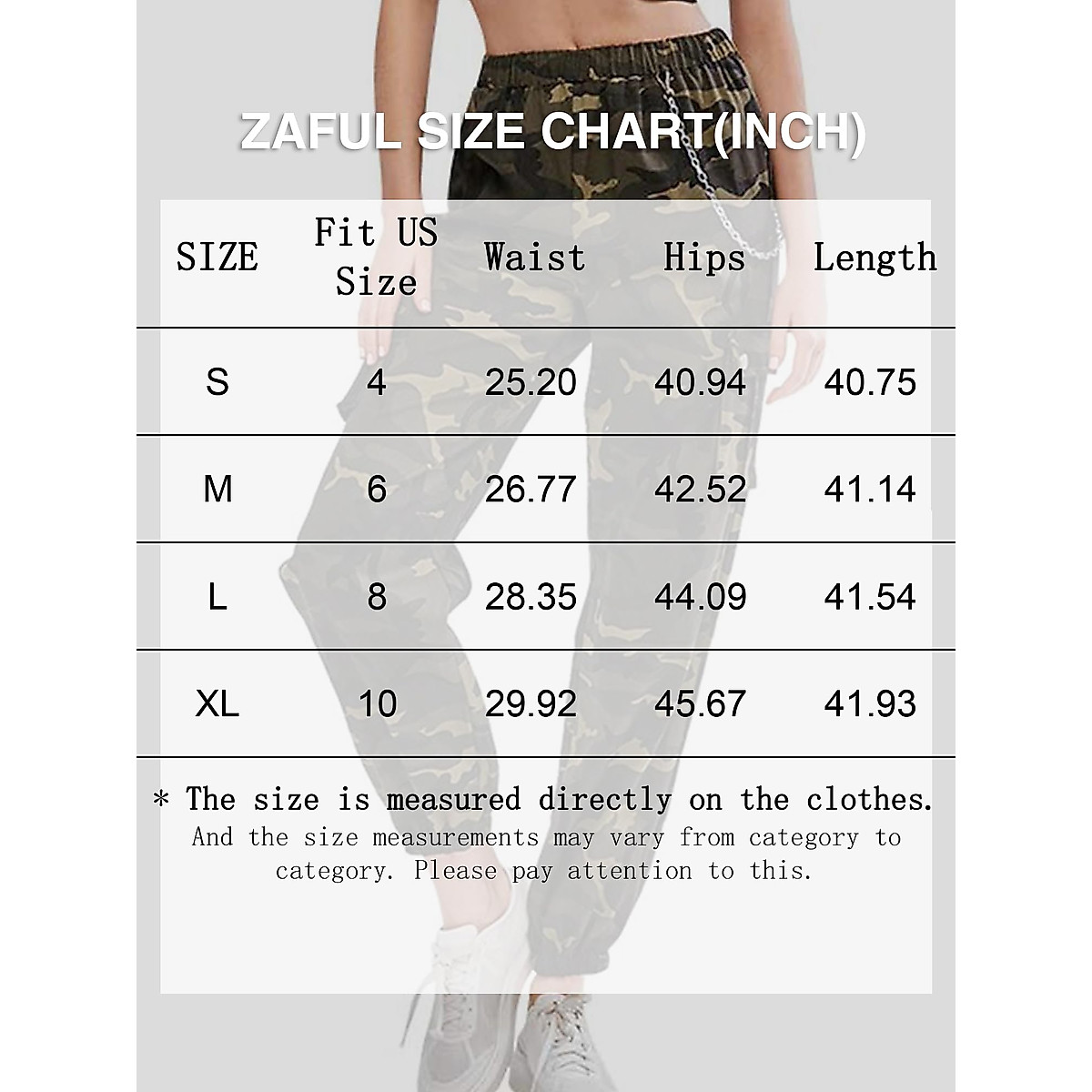 ZAFUL Women's Cargo Pants High Waisted Jogger Pants Camouflage Sweatpants with Chain (3-Camouflage, S)