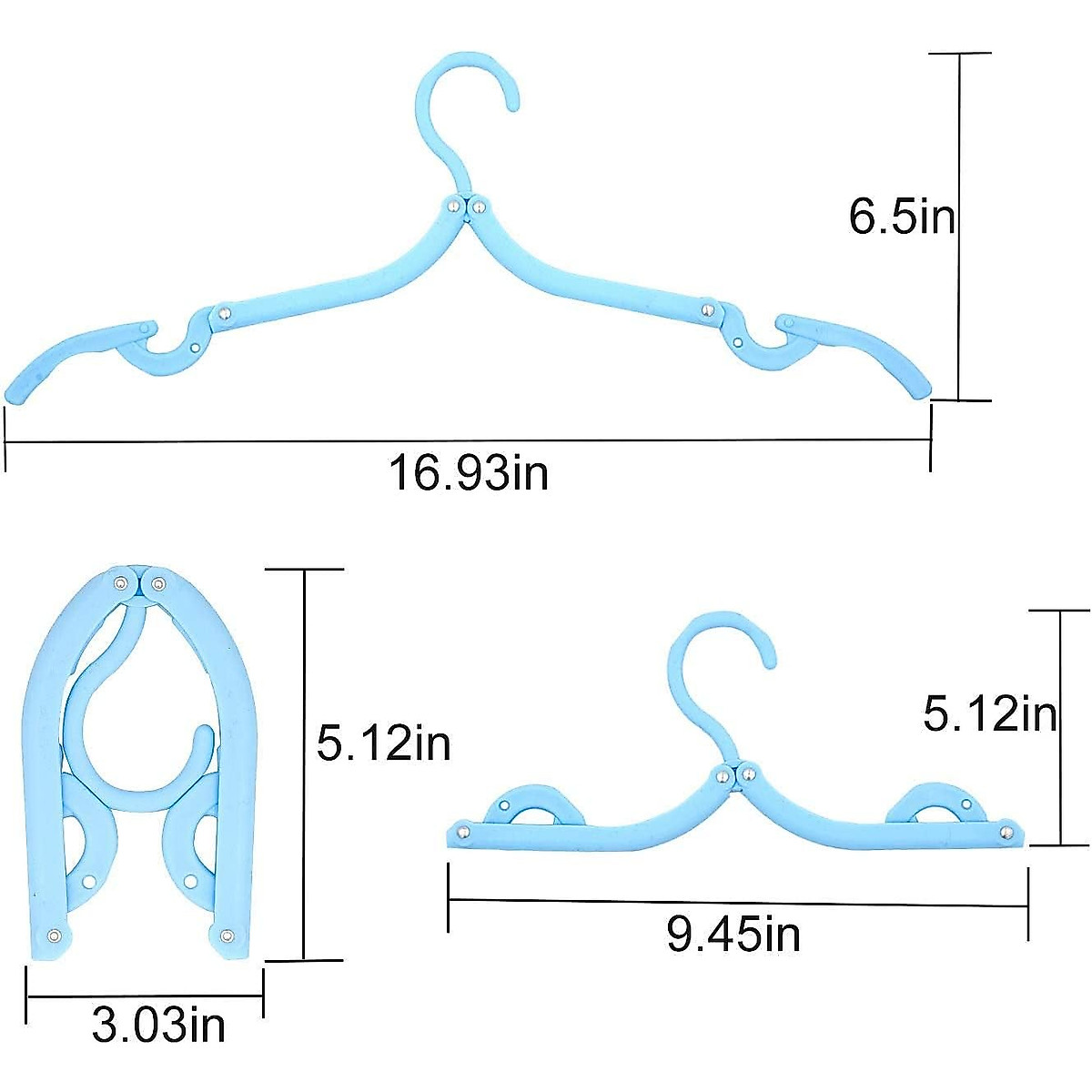 RZJZGZ 12Pcs Travel Hangers Folding Hangers Portable Clothes Hangers Foldable, Non-Slip, Lightweight for Home and Travel