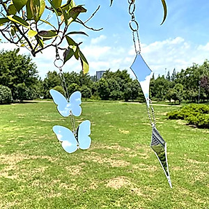 EACILLES Reflective Discs to Keep Birds Away, Hanging Reflectors to Scare Birds Away from Your House and Garden, 16 Diamond Discs