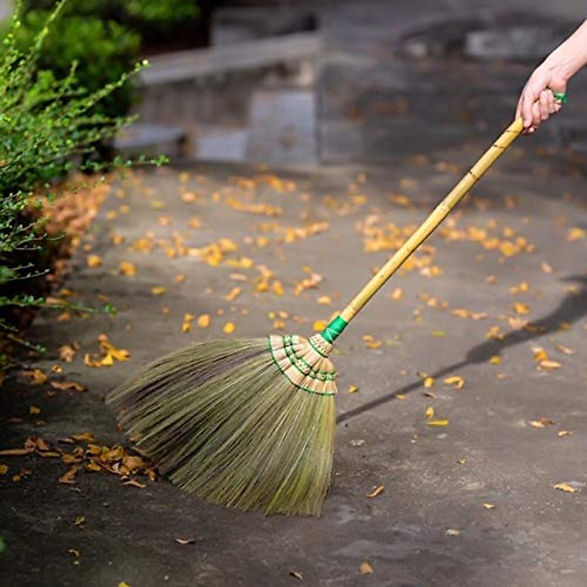 38" Thailanf Natural Grass Broom Bamboo Stick Handle for Sweeping Dirt, Dust, Garbage, Debris