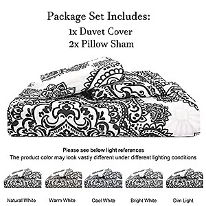 PHF Washed Soft Duvet Cover Set California King Size, 3 Piece Boho Paisley Printed Comforter Cover Set, Ultra Soft Comfy Durable Floral Farmhouse Duvet Cover with Zipper Closure, 104x98, Black