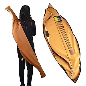 ZSHJGJR Traditional Takedown Recurve Bow Case - 60 inch Archery Bow Cases, PU Leather Recurve Bow Case with 6 Arrow Slots, Moisture, Splash & Sun Protection Mounted Archery Bow Bag Accessory