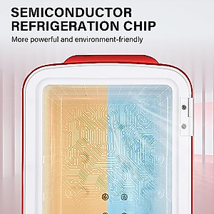 Simple Deluxe Mini Fridge, 4L/6 Can Portable Cooler & Warmer Freon-Free Small Refrigerator Provide Compact Storage for Skincare, Beverage, Food, Cosmetics, Red