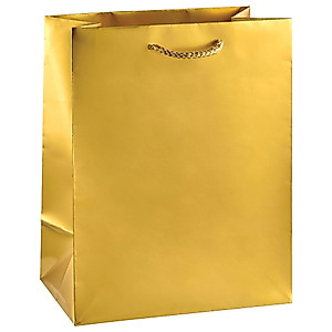 Gold Matte Paper Medium Gift Bag - 9.5" x 7.75" x 4.5", 1 Count - Perfect for Any Occasion