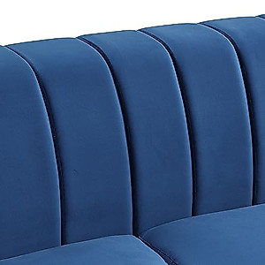 Merax, Blue 39" Modern Sofa Dutch Fluff Soft Upholstered Couch Loveseat with Solid Wood Legs for Living Room