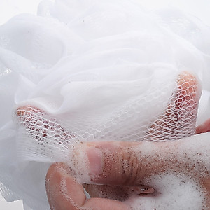 iboodi 60g/pcs White Mesh Bath Sponge Pouf Shower Loofahs Shower Puff Pack of 4 (White)