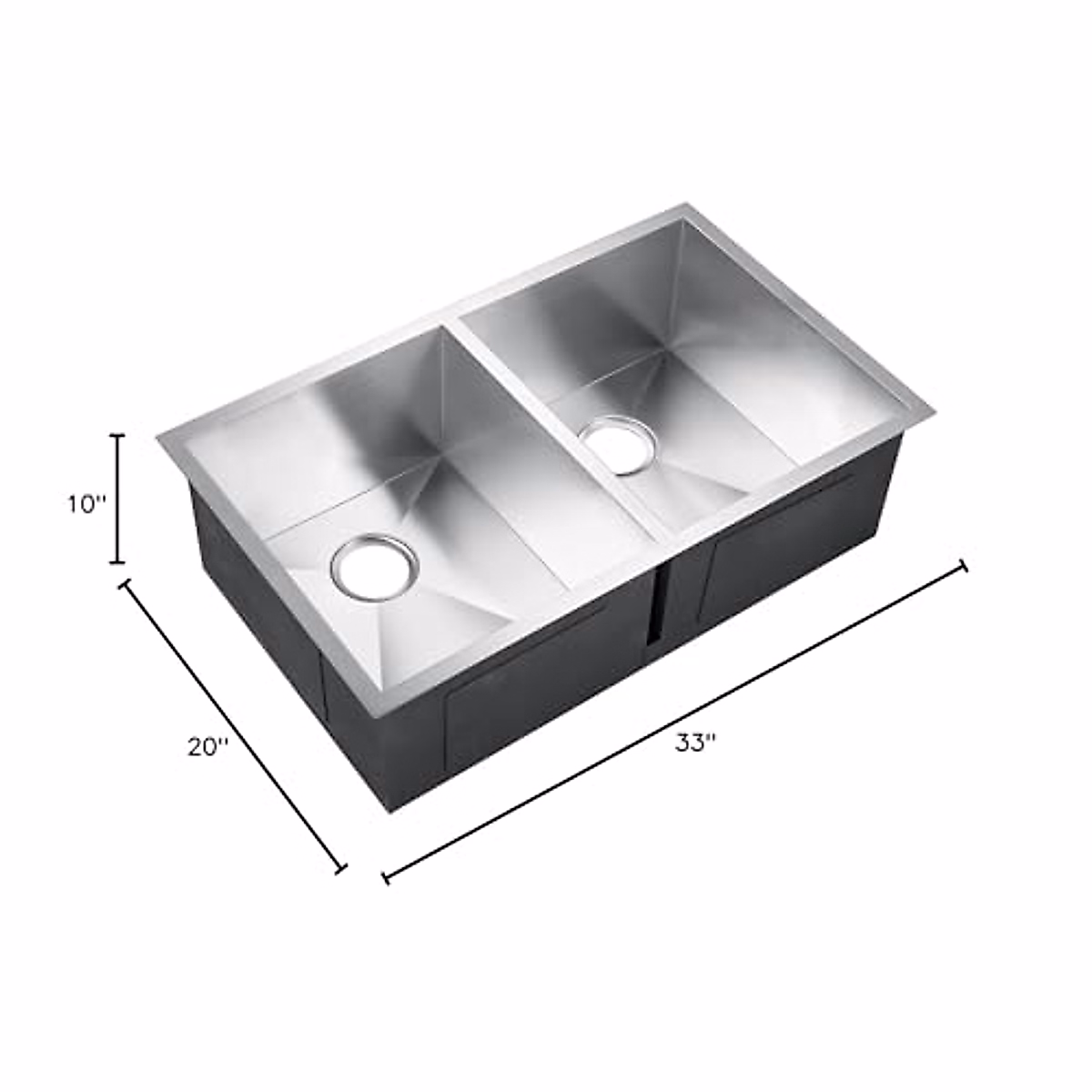 Jenessa Double Bowl Stainless Kitchen Sink 33" W x 20" D x 10" H