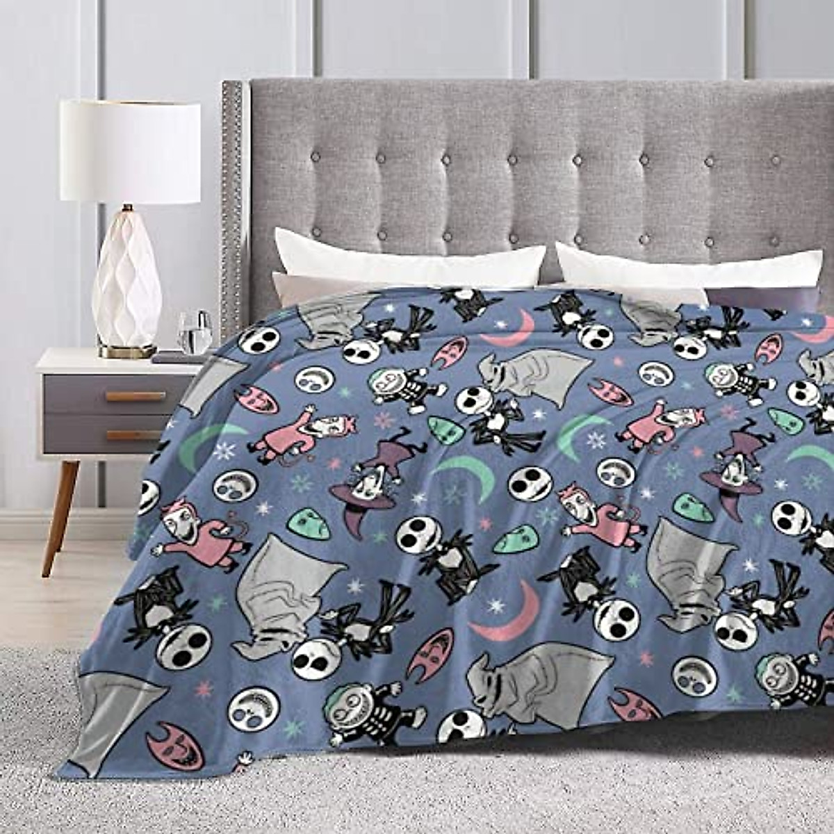 Smilnstore Funny Skull Pattern Throw Blanket 50"x60" Lightweight Plush Flannel Comfy for Couch Sofa Bed