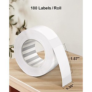 POLONO Thermal Label Maker Tape Adapted P10 Label Maker, Standard Laminated Office Labeling, 15mmx40mm/0.5x1.57inch, 180 Labels/Roll, P10 Thermal Printing Label Paper ( White )