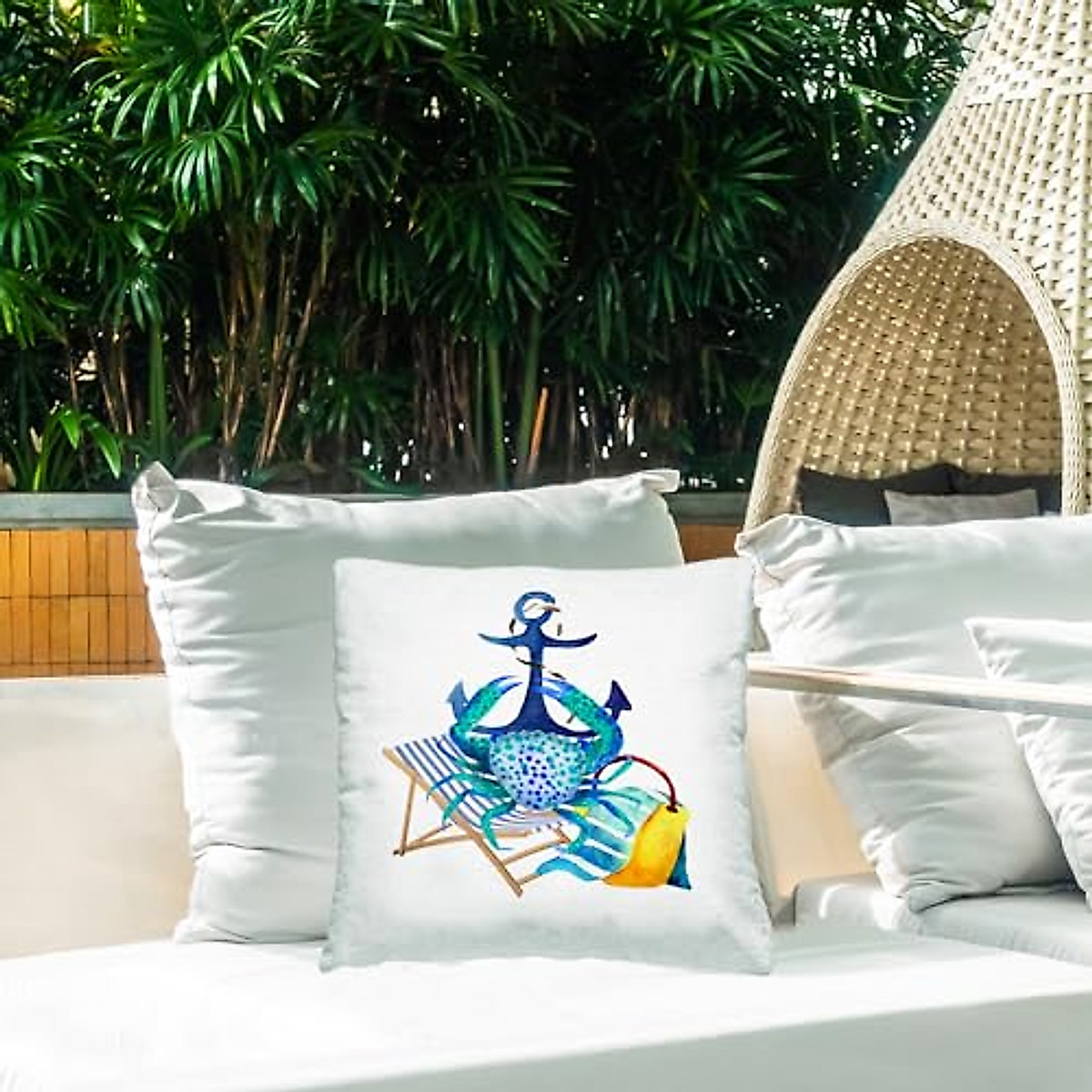 Stupell Industries Summer Beach Anchor Outdoor Printed Pillow, 18 x 18, Blue