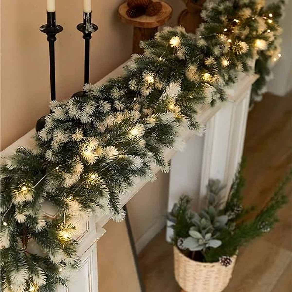 6FT PARTY JOY Seasonal Artificial Christmas Garland Pine Needle Greenery Garland Holiday Outdoor Winter Decor
