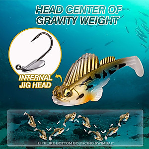 Basskiller 5pcs Fishing Lures Saltwater, Bass Fishing Lures, Fin Guarded Hook Bluegill Swimbait, Enticing Action Soft Plastic Swimbaits for Muskie Walleye, Fishing Bait Freshwater with Soft Tail