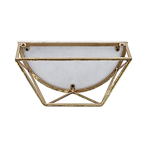 Sagebrook Home Demilune Wall Shelf Rustic Bedroom and Bathroom Shelves, White and Gold, 12 L x 6 W x 6 H Inches