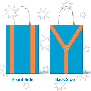 KALEFO 16PCS Orange Blue DIY English Teacher Party Favors Bags with 20PCS Glasses Goodies Treat Gift Bag for Kids Birthday Baby Shower Fire Truck Fireman Party Supplies Decorations