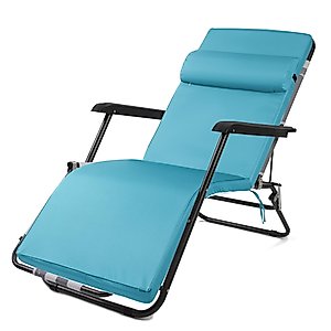 MABOZOO Outdoor Chaise Lounge Cushion with Adjustable Head Pillow,Waterproof & UV-Proof High Back Patio Chair Cushions,Patio Bench Cushion for Indoor Outdoor（Blue）