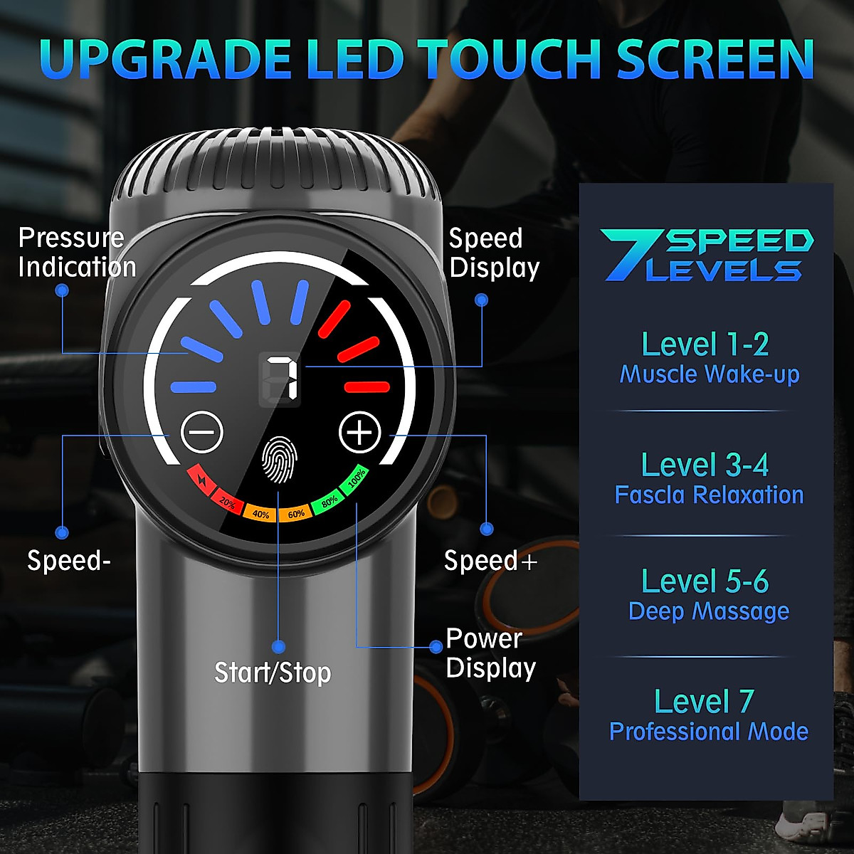 TOLOCO Massage Gun, Deep Tissue Back Massager for Athletes with 10 Massage Heads, Electric Muscle Percussion Massager for Any Pain Relief, FSA and HSA Eligible, Grey