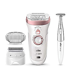 Braun Silk-épil 9 9-890 Facial Hair Removal for Women, Bikini Trimmer, Womens Shaver Wet & Dry, Cordless and 7 extras