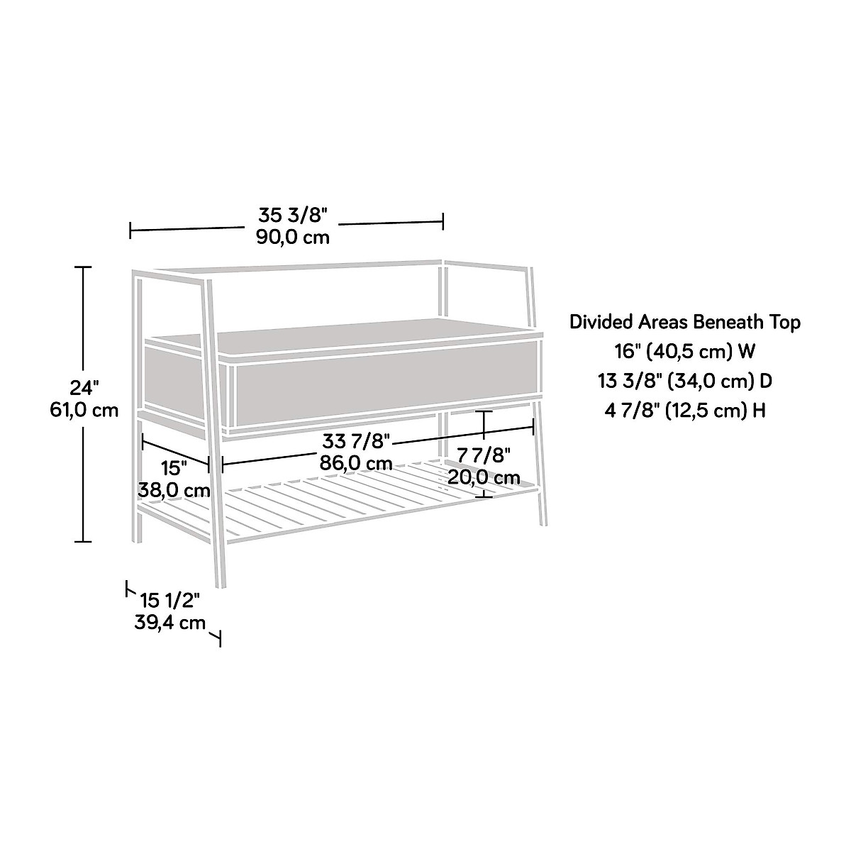 Sauder North Avenue Storage Bench, Charter Oak finish