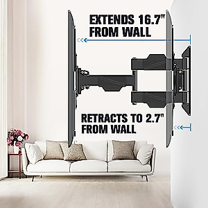 Mounting Dream TV Wall Mount for Most 26-55" TVs, TV Mount Full Motion with Swivel Articulating Arm, Perfect Center Design Wall Mount TV Bracket, up to VESA 400x400mm and 77 lbs Loading MD2418-MX