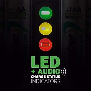 Energizer Rechargeable AA and AAA Battery Charger (Recharge Pro) with 4 AA NiMH Rechargeable Batteries, Auto-Safety Feature, Over-Charge Protection