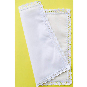 COCOUSM New Ladies White Cotton Handkerchiefs Crochet Lace Hanky -30cm