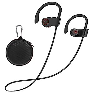 LASUNEY Bluetooth Headphones, 13 Hrs Playtime Wireless Earbuds IPX7 Waterproof Earphones with Mic Type C Charging Over-Ear Earbuds with Earhooks Noise Cancelling for Sports Gym Running Workout - Black