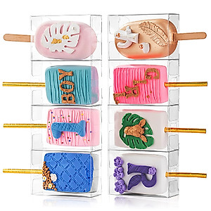 SLShePack 24PCS Rice Krispie Treat Boxes with Hole Cakesickle Boxes Candy Boxes Treat Boxes Party Favors Boxes candy Boxes (3.5"x 2.4"x 1.38")