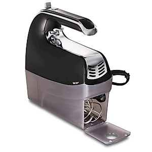 Hamilton Beach Power Deluxe 6-Speed Electric Hand Mixer with Snap-On Storage Case, QuickBurst, Beaters, Whisk, (62619E)) (Black/Metalic)