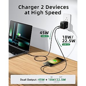 MOKiN 67W USB C Charger Block, GaN+ DP 3.0 USB C Fast Charging with Foldable Plug for MacBook Air, iPad Pro, iPhone 15 14 13 12 Pro/Plus/Pro Max, Galaxy S23, Apple Watch.