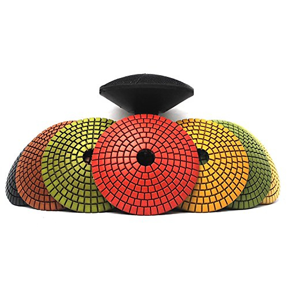 Z-LION 4 Inch Diamond Convex Polishing Pad with 5/8"-11 Thread Backer Pad Convex Disc for Marble Granite