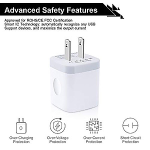 USB Wall Charger, Cube Charger 2 Port Charging Box 4Pack 2.1A/5V Home Travel Charger Plug USB Power Adapter Charging Station Base for iPhone 14 13 12 11 Pro Max XR XS X 8 7 6 Plus, iPad, iPod,Samsung