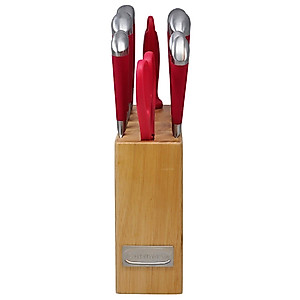 Cuisinart C77SS-11PRDGR 11-Piece Arista Collection Cutlery Stainless Steel Knife Block Set, Red